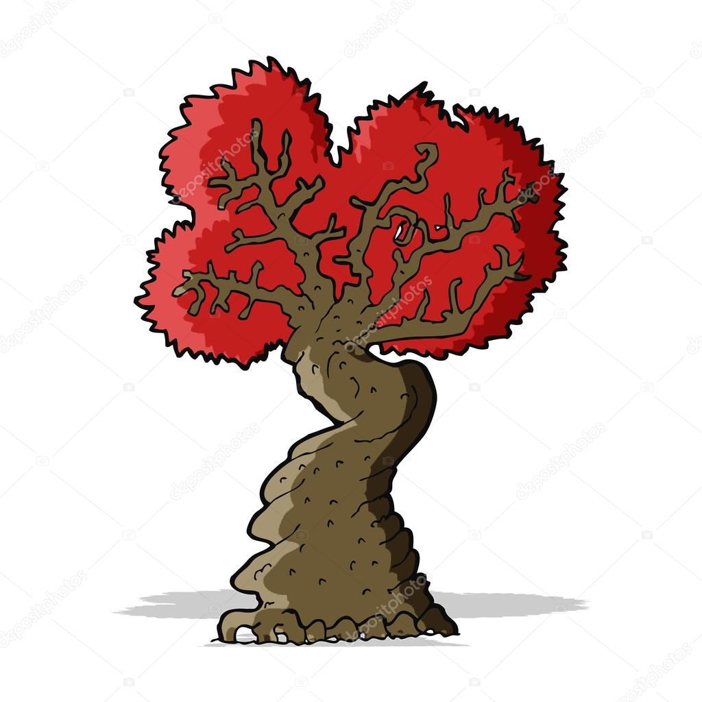 Cartoon big red old tree Stock Illustration by ©lineartestpilot #49975353