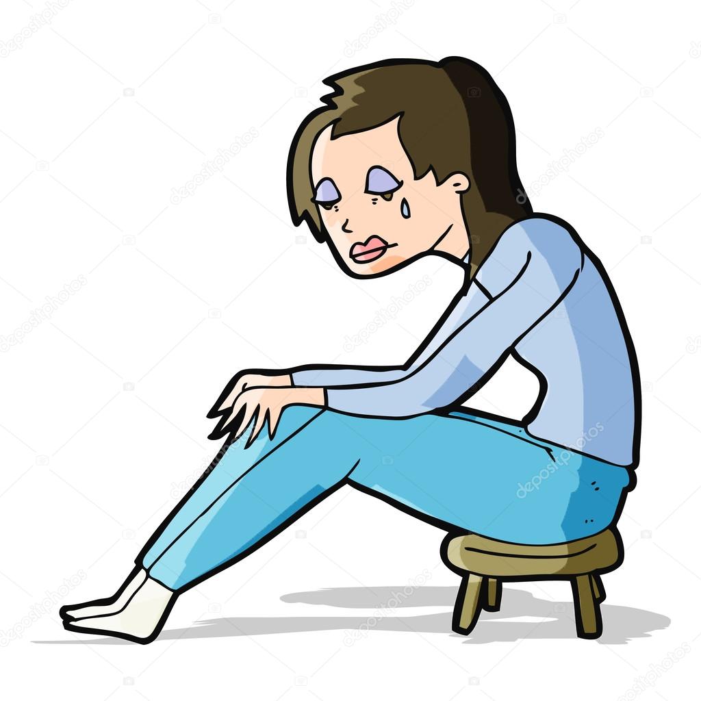 Desenhos animados chorando mulher imagem vetorial de lineartestpilot ...