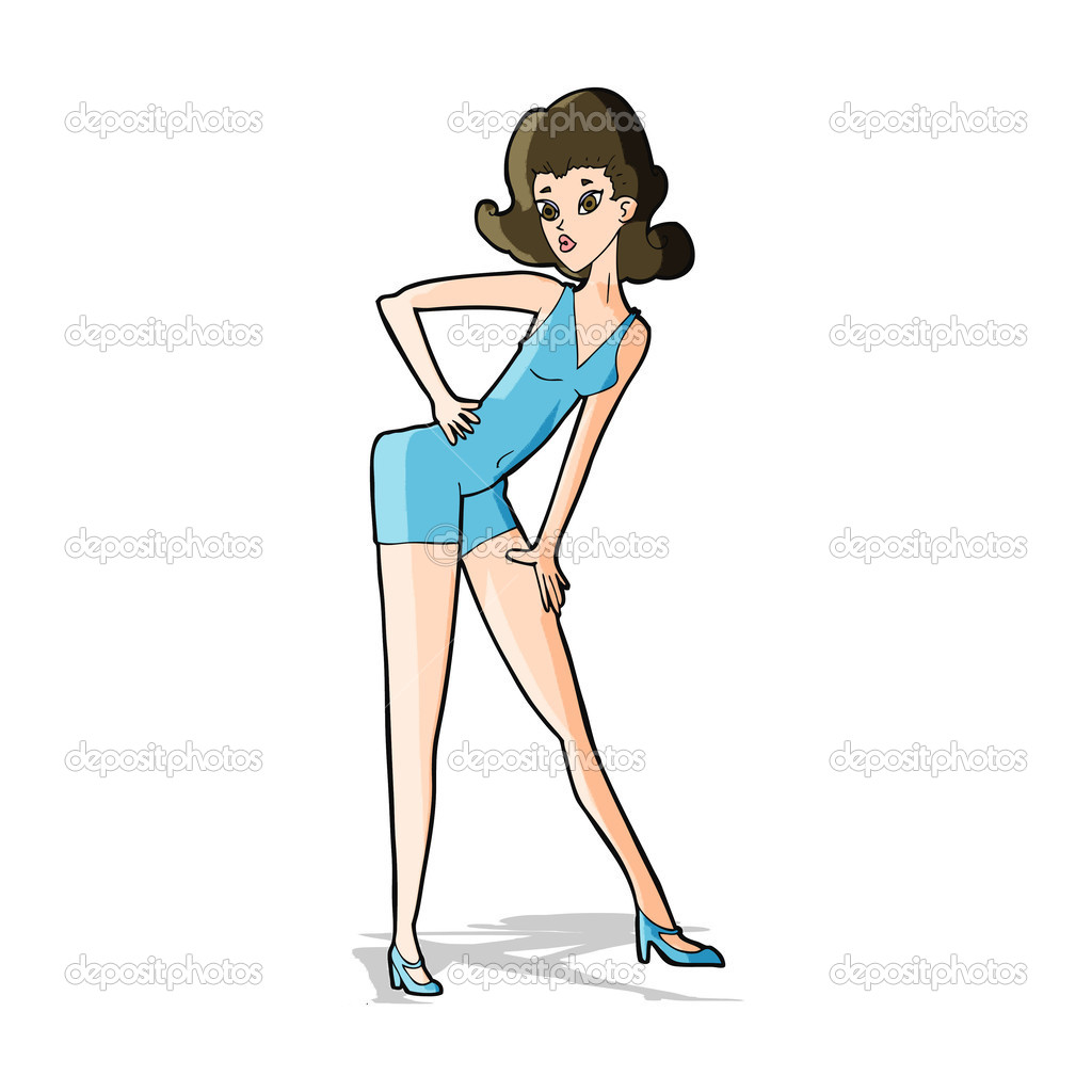 mujer de dibujos animados modelo posando — Vector de stock ...