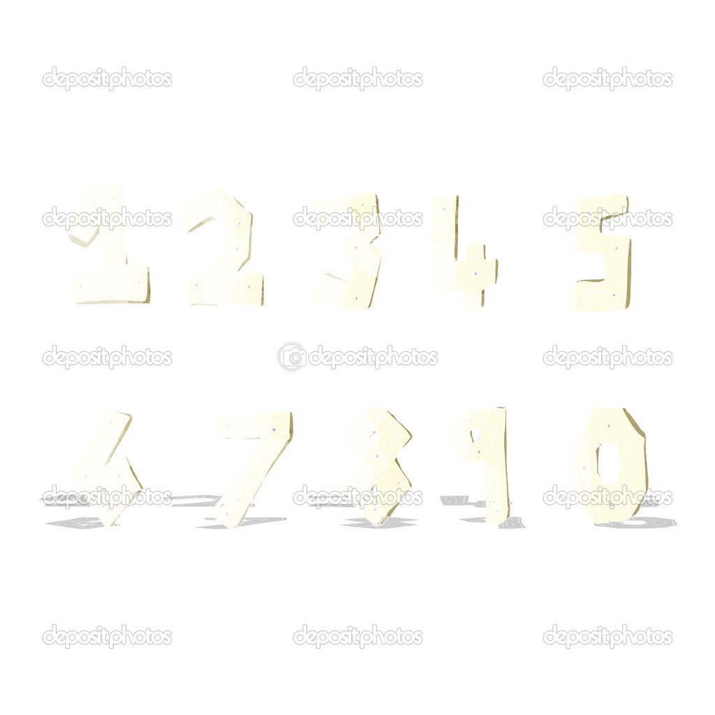 Dibujos animados números de madera Vector de stock #50485499 de ...