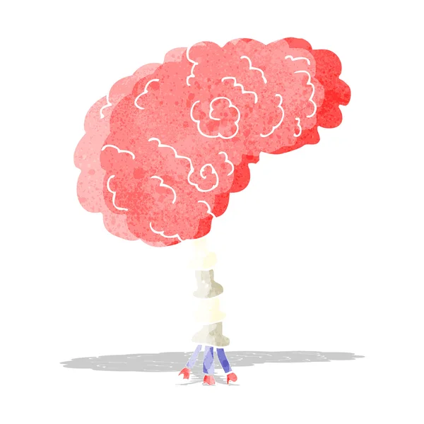 Happy cartoon brain and thought bubble in retro textured style Stock ...