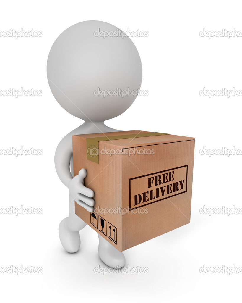 3d cute people - free delivery package Stock Photo by ©ahmetemre 50066679