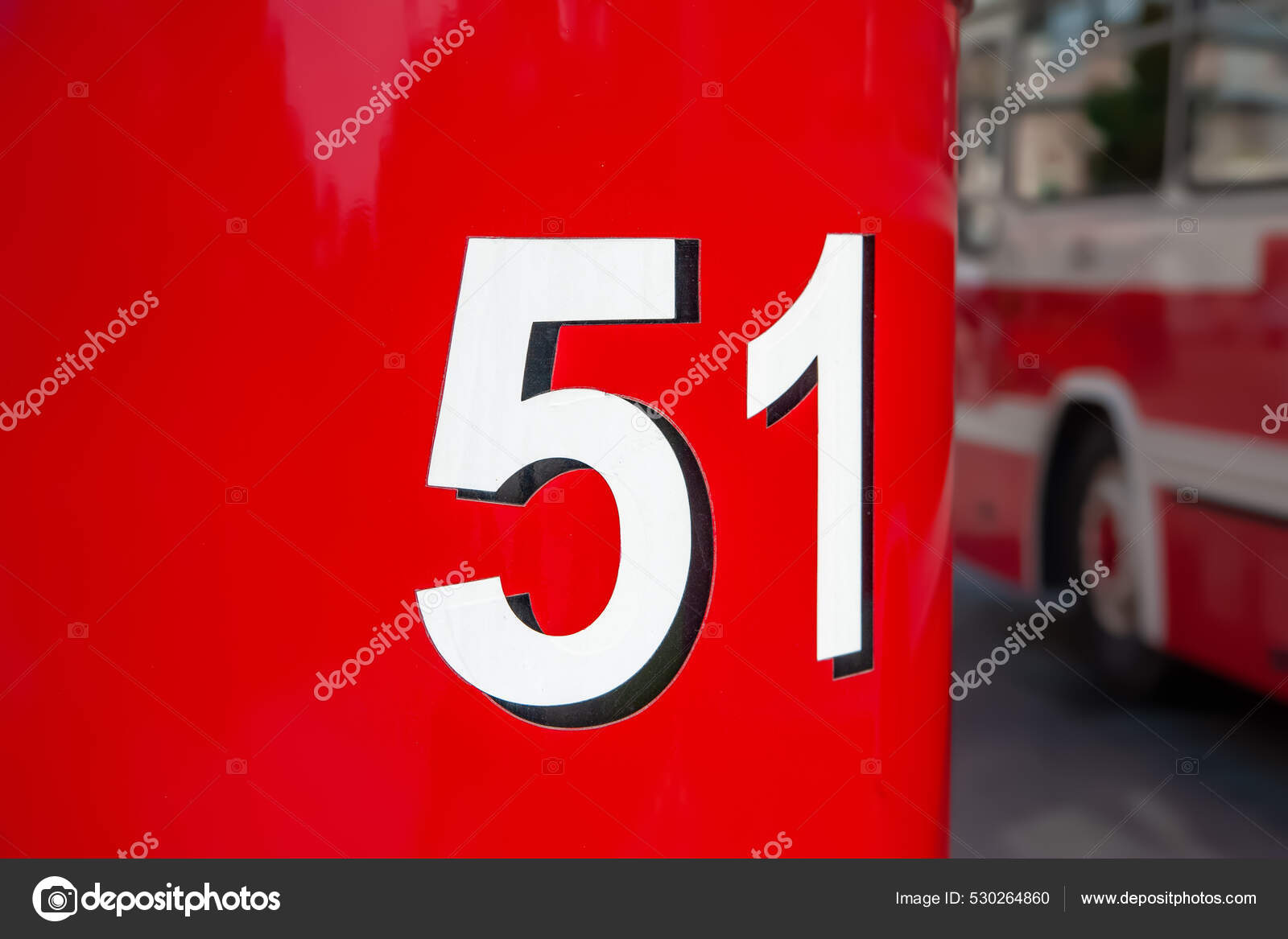 Bus Number Close Number Red Old Passenger Bus Retro Transport Stock ...