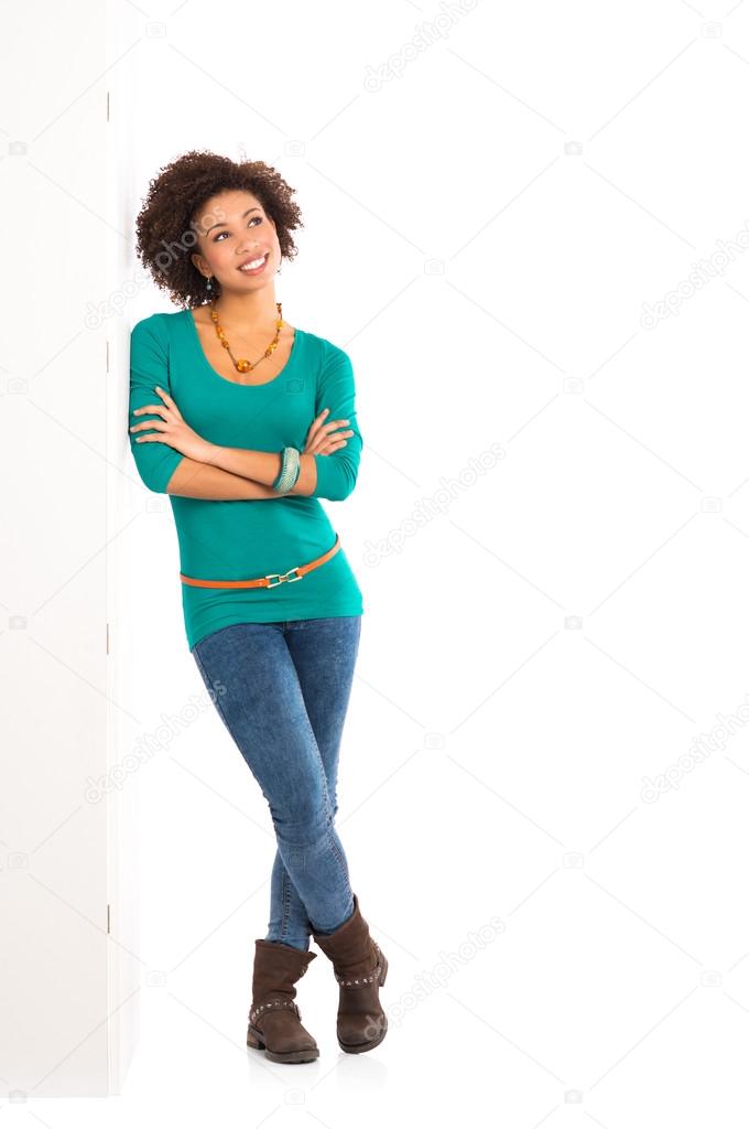 Thoughtful Woman Leaning On Wall Stock Photo by ©ridofranz 22675137