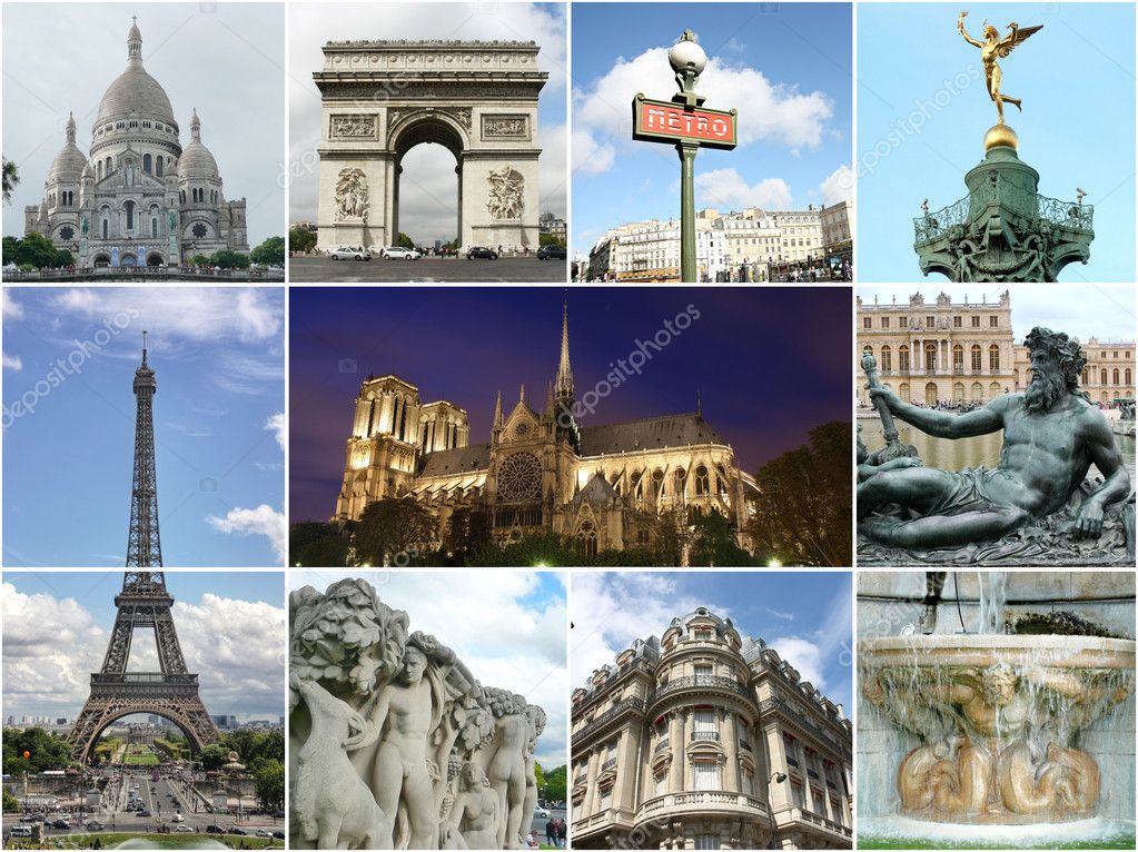 Paris collage - tourist highlights – Stock Editorial Photo © yulan ...