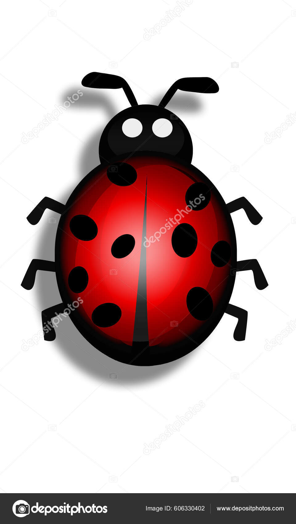 Cute Red Ladybug Beetle Insect Flat Style Rendering Stock Illustration ...