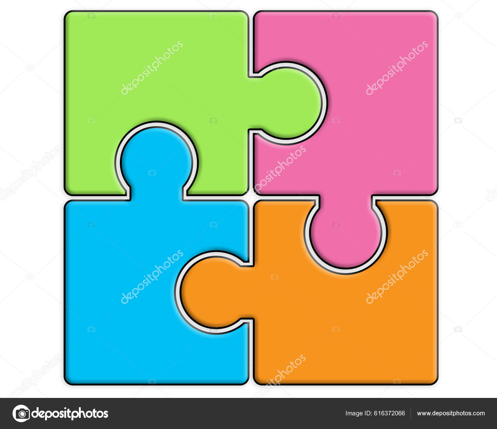 Colorful Four Pieces Jigsaw Puzzle Isolated Rendering — Stock Photo ...