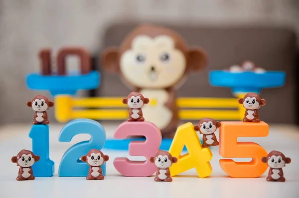 Kids Colored Number Monkeys School Mathematical Symbols Early Education ...