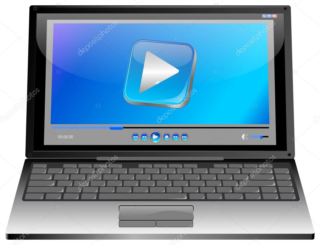 Laptop with Media Player — Stock Photo © wwwebmeister #12658551
