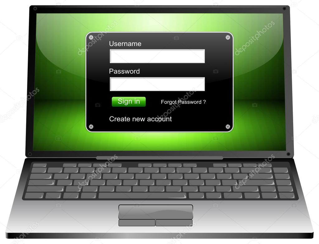 Laptop Computer with Login screen — Stock Photo © wwwebmeister #18002899