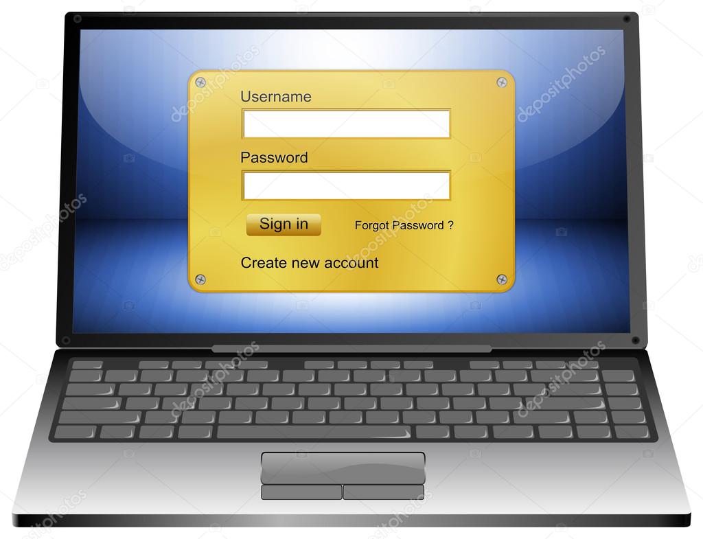 Laptop Computer with Login screen — Stock Photo © wwwebmeister #39689215