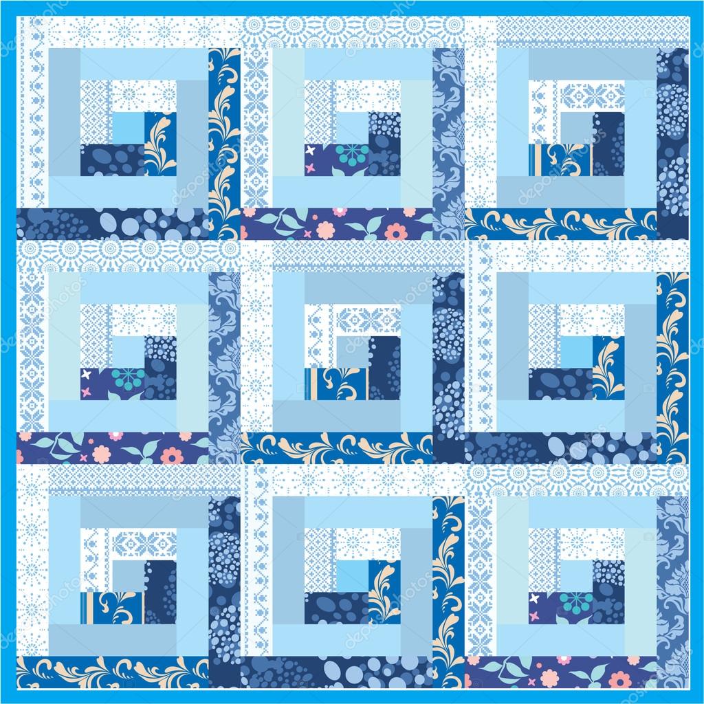 Blue patchwork quilt Stock Vector Image by ©Irmairma #12419821