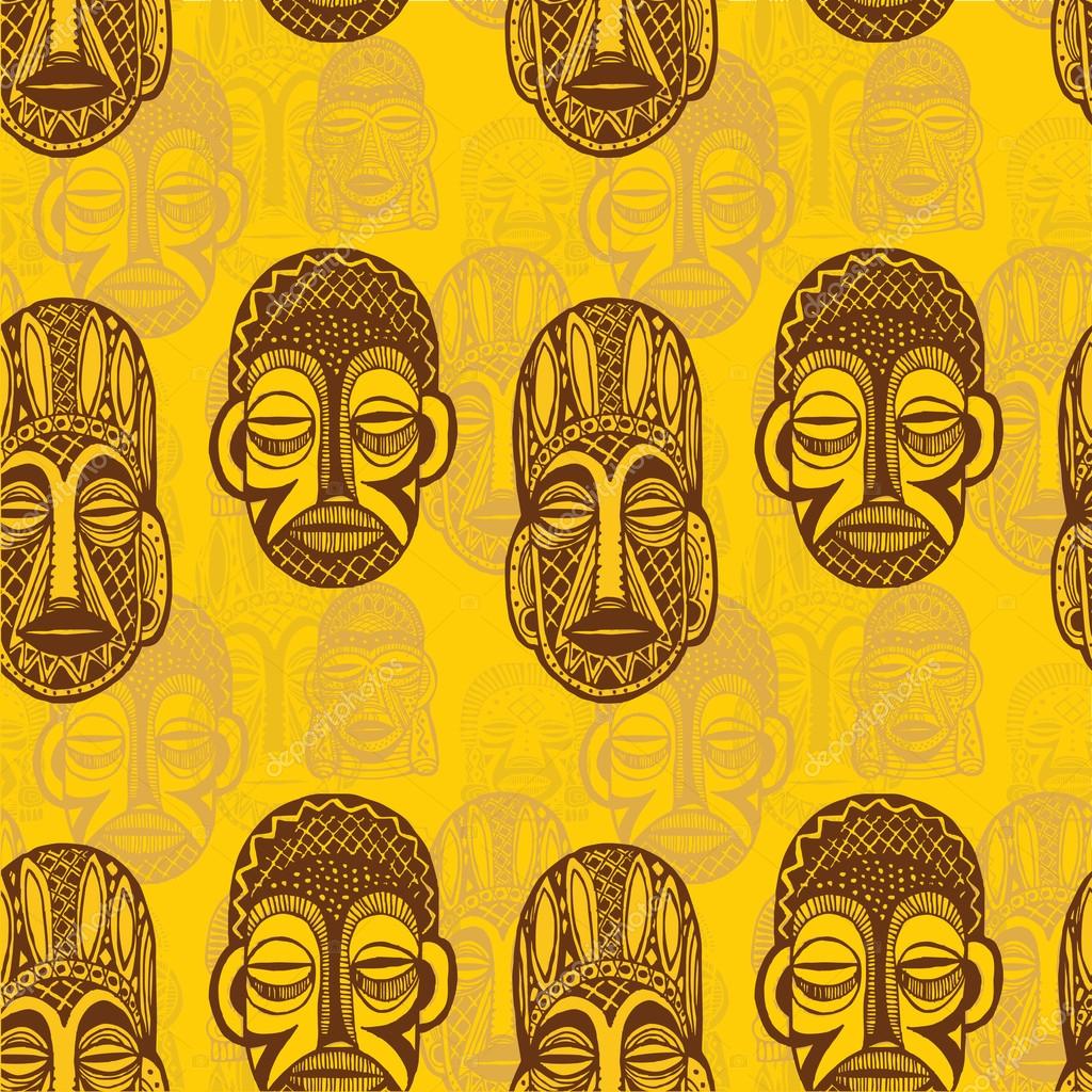Pattern of tribal masks — Stock Vector © Irmairma #30024565