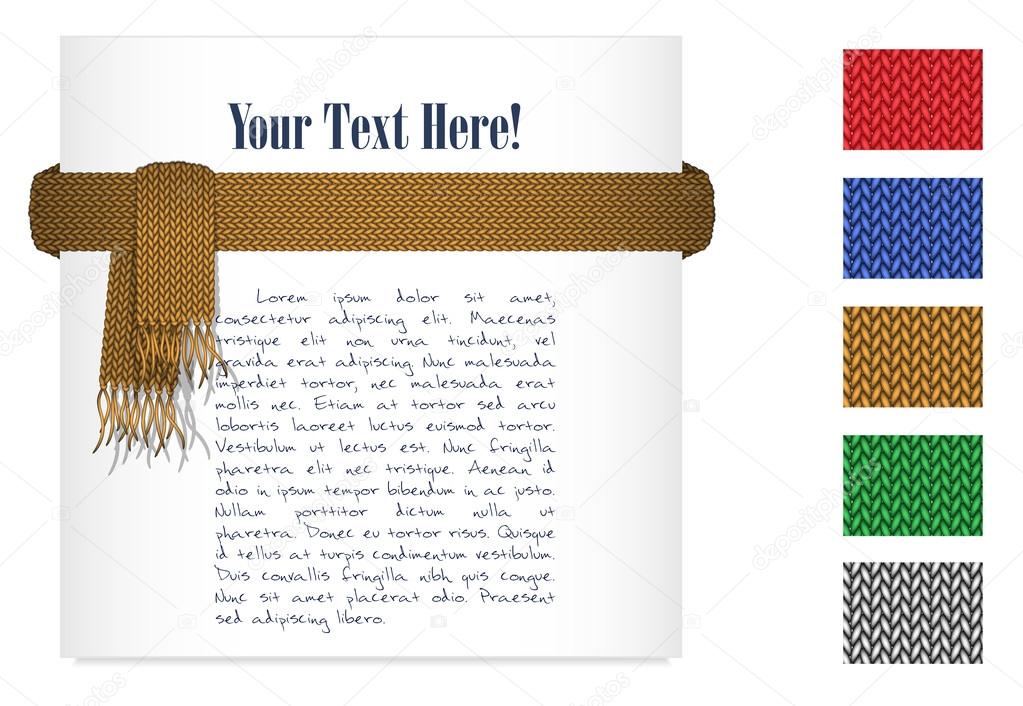 Knitting gold scarf and 5 colorful knitted textures Stock Vector Image ...