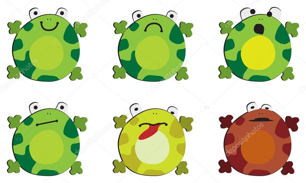 Las emociones de la rana sobre fondo blanco 2022
