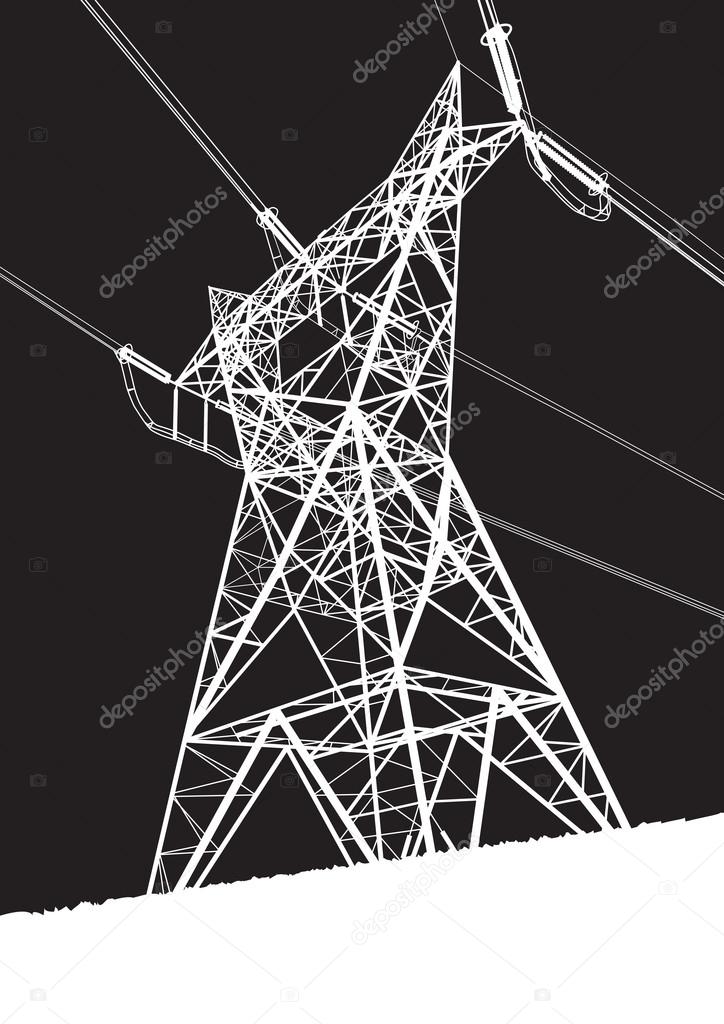 Transmission line on the black background — Stock Vector ...