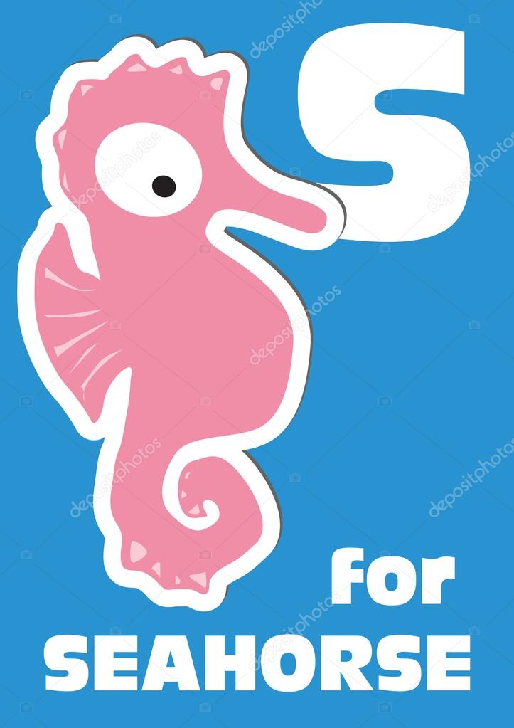 S for the Seahorse, an animal alphabet for the kids Stock Vector Image ...