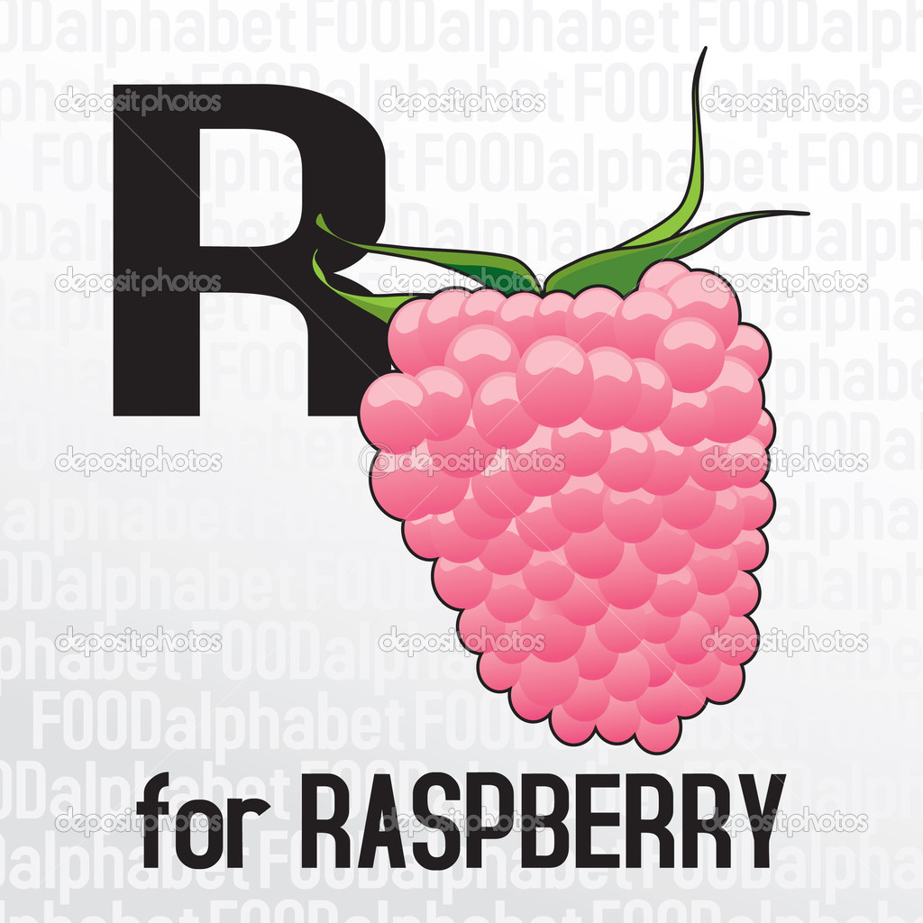 R for raspberry, the food alphabet — Stock Vector © Elizabetalexa #28947411