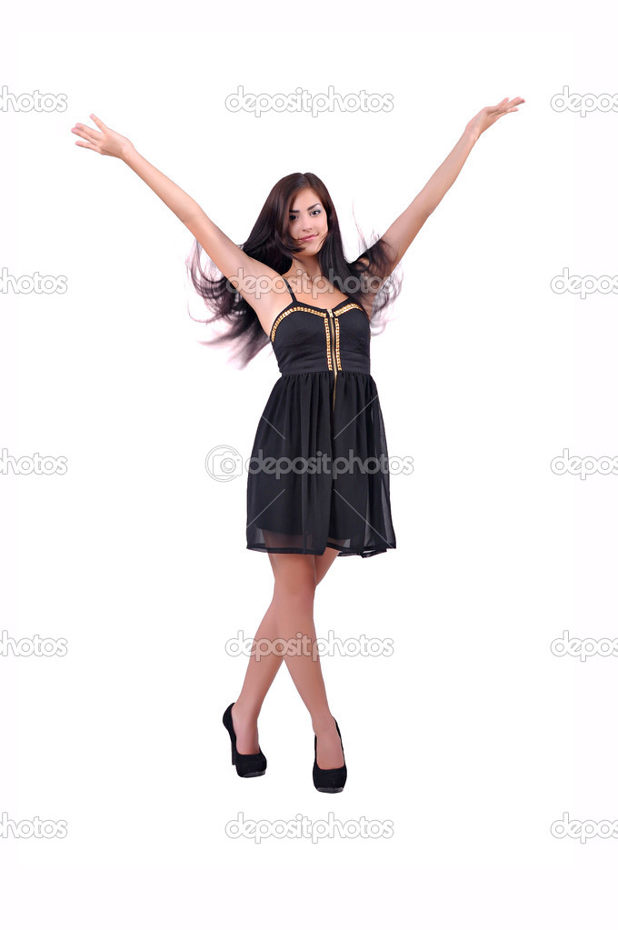 Girl standing with hands raised — Stock Photo © 7380photostudio #27344095