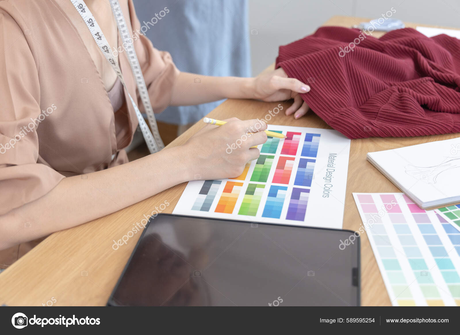 Professional Designers Choosing Color Schemes Design Blouses Dresses ...