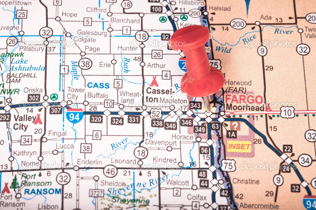 Map Closeup of Fargo, ND with Push Pin Stock Photo by ©DakotaPhoto 12515440