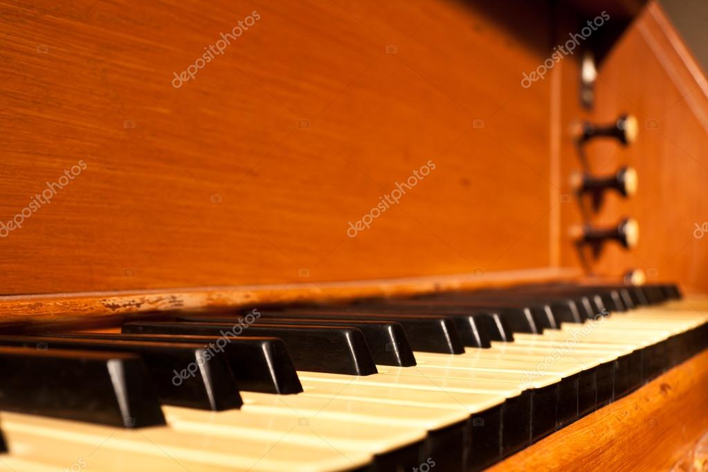 Old pipe-organ musical instrument keyboard Stock Photo by ©sdenness ...