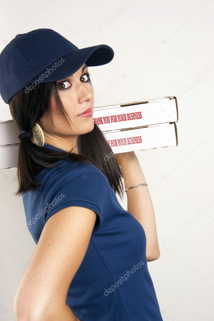 Dinner Delivered by Beautiful Delivery Woman — Stock Photo © cboswell ...