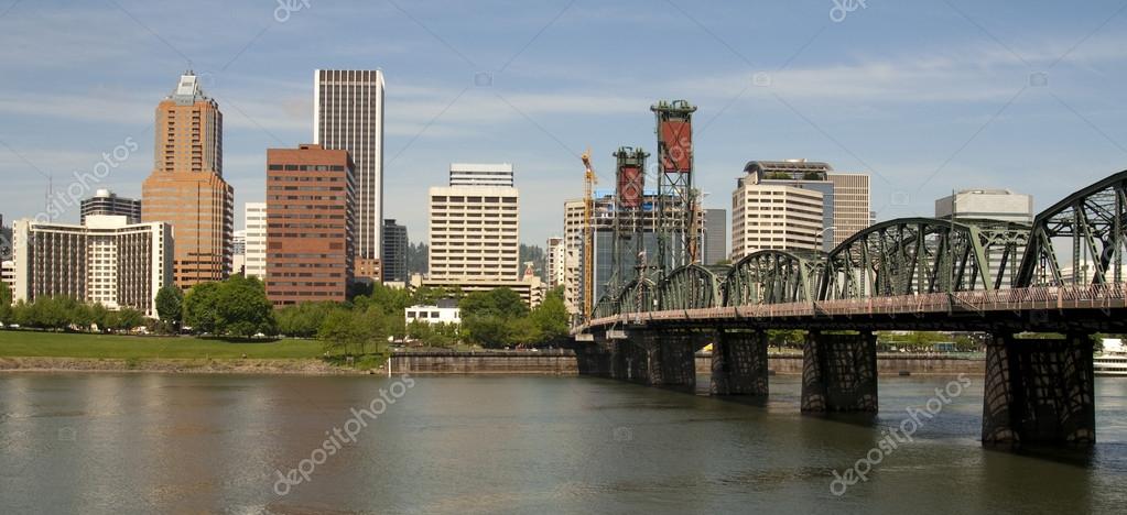 Portland Oregon View Across Willamette River to Downtown include ...