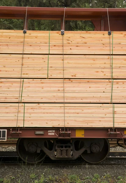 Lumber Loaded Railroad Car Transportation Boxcar Contruction Material ...