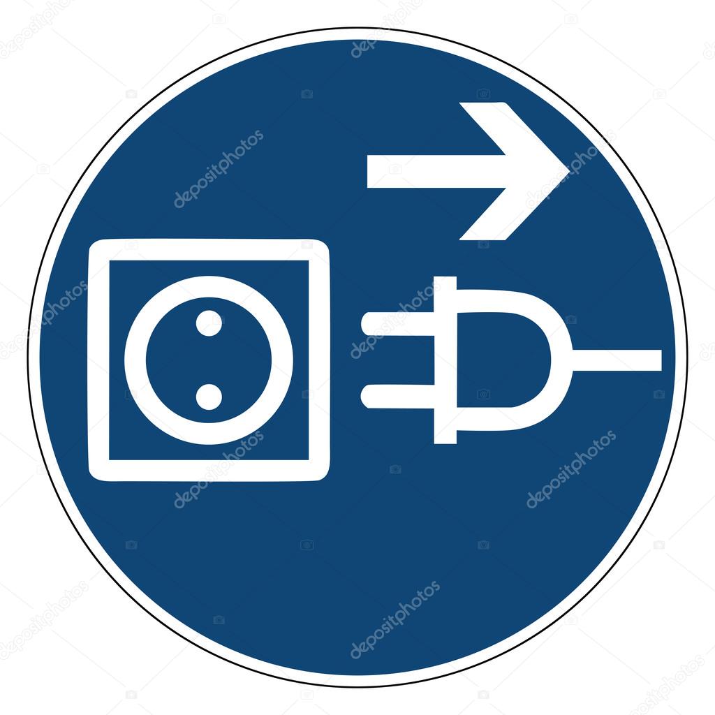 Mandatory action sign,Disconnect mains plug from outlet — Stock Vector ...