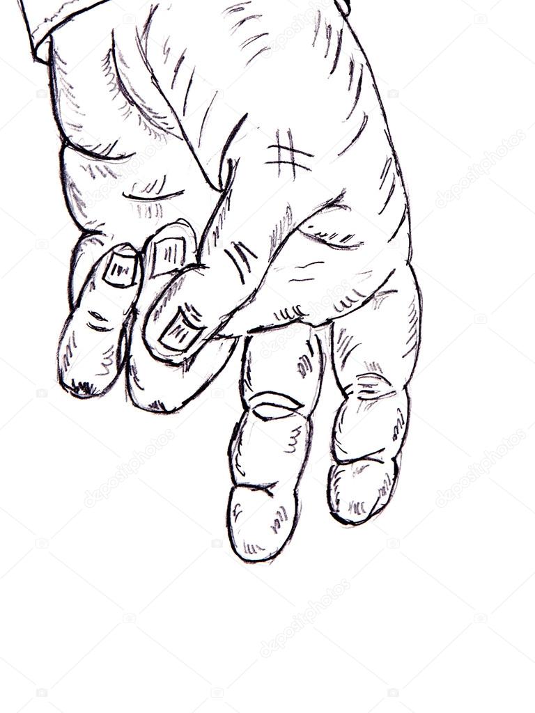 Pencil drawing. human hand Stock Illustration by ©Agibalova57 #19930631