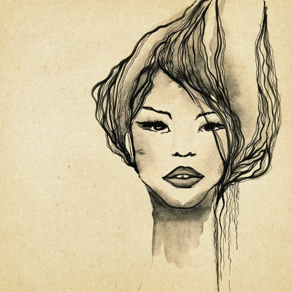 Beautiful modern woman drawing Stock Photo by ©piolka 30399791