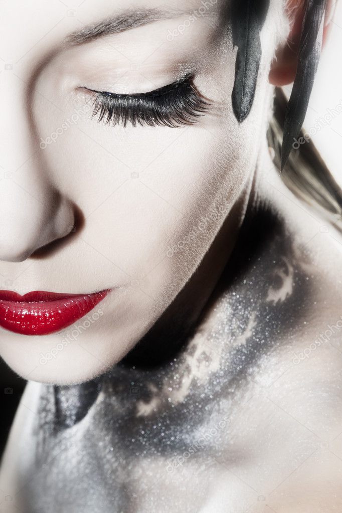 Beautiful woman face with fancy Make Up — Stock Photo © piolka #36471845