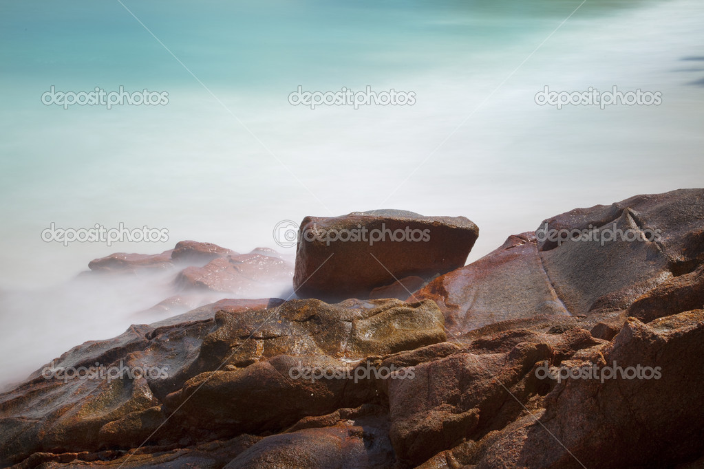 Beautiful beach with rocks — Stock Photo © piolka #42900687