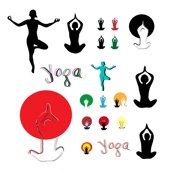 Yoga poses asanas pictograms composition poster — Stock Vector ...