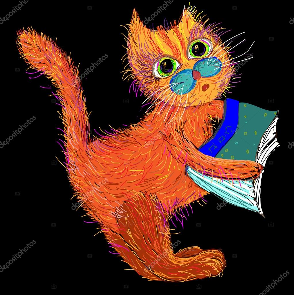 Cute cartoon cat with a book. Stock Vector Image by ©dimaberkut #34283341
