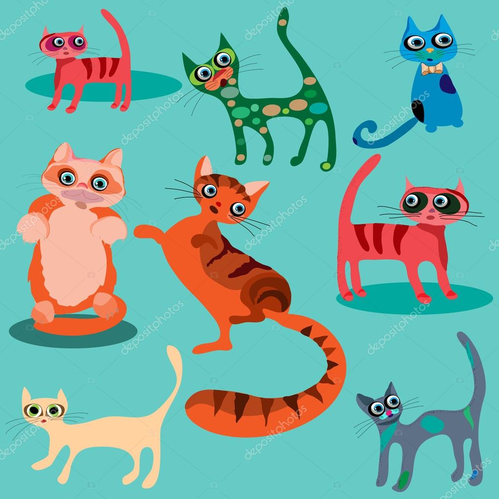 vector conjunto de lindos gatos de dibujos animados. 2023 vector conjunto de lindos gatos de dibujos animados. 2023