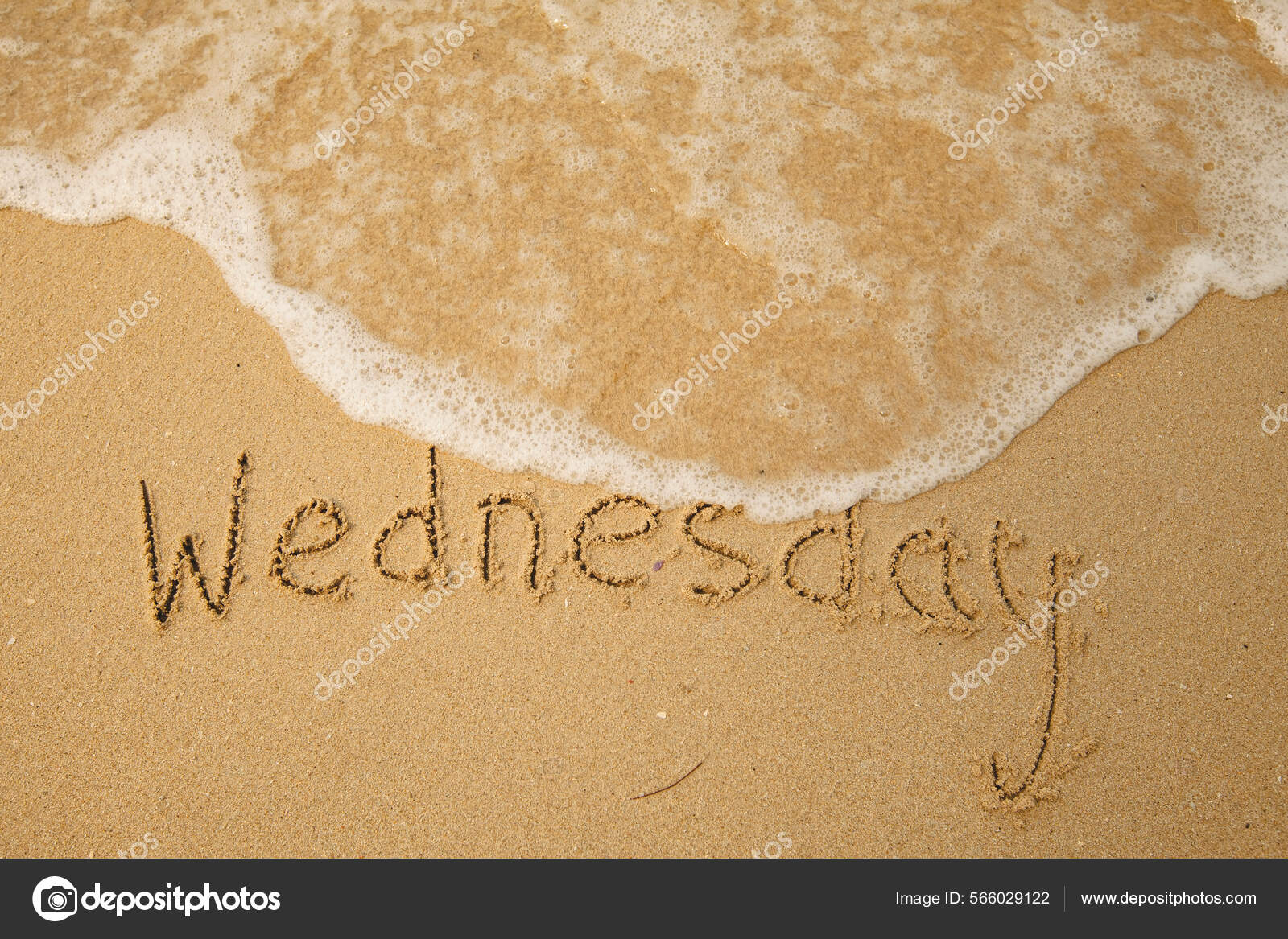 Wednesday Handwritten Light Beach Sand Soft Wave Lapping — Stock Photo ...