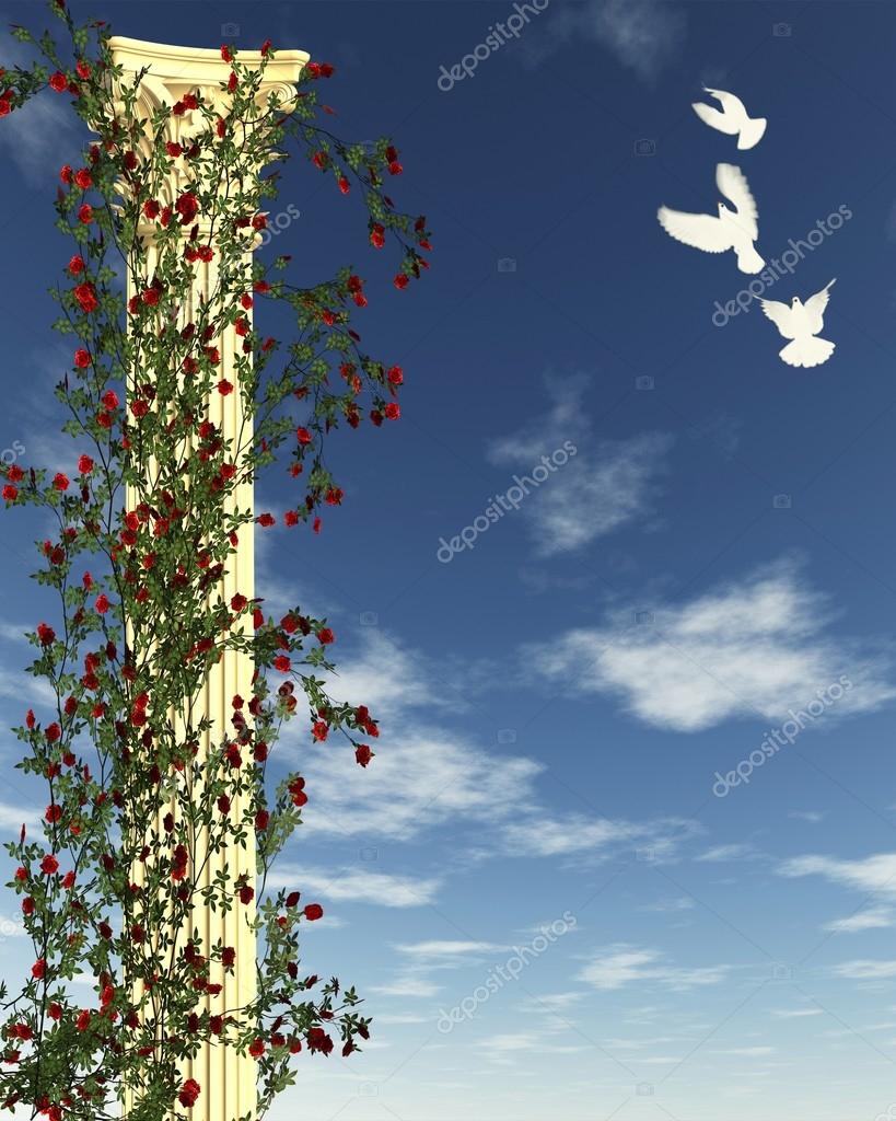 Rose Column with White Doves Stock Photo by ©algolonline 32542491
