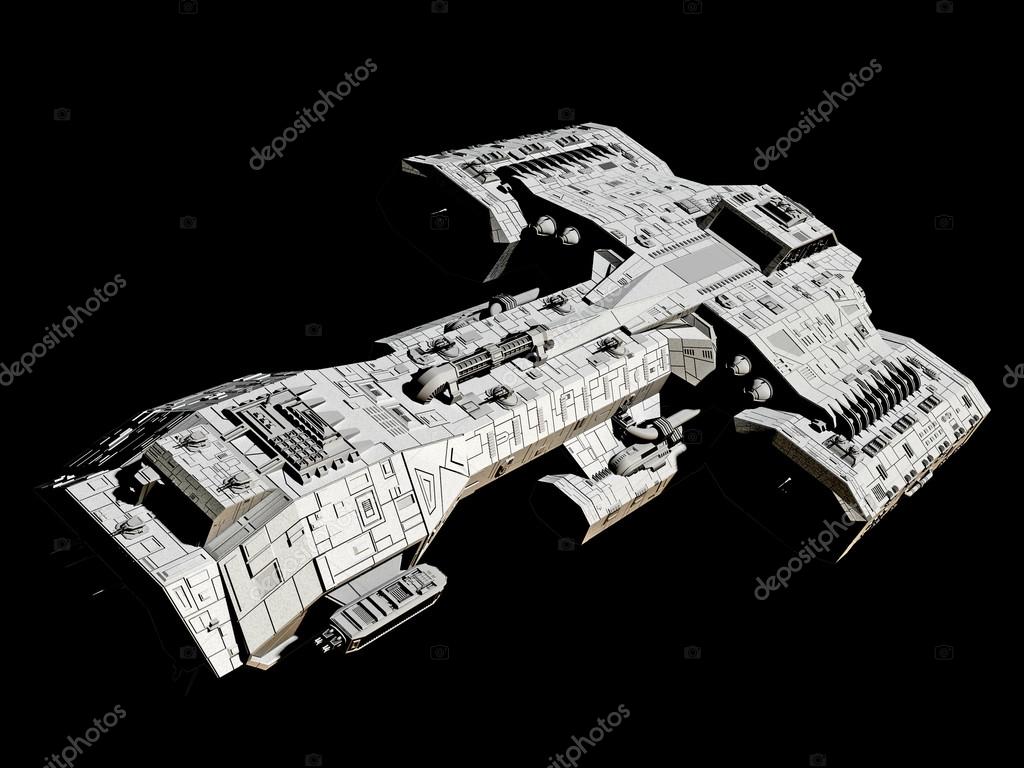Spaceship on black - front angled view — Stock Photo © algolonline ...