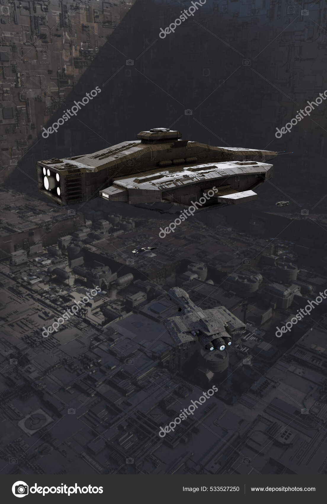 Interplanetary Freighter Space Dock Digitally Rendered Science Fiction ...