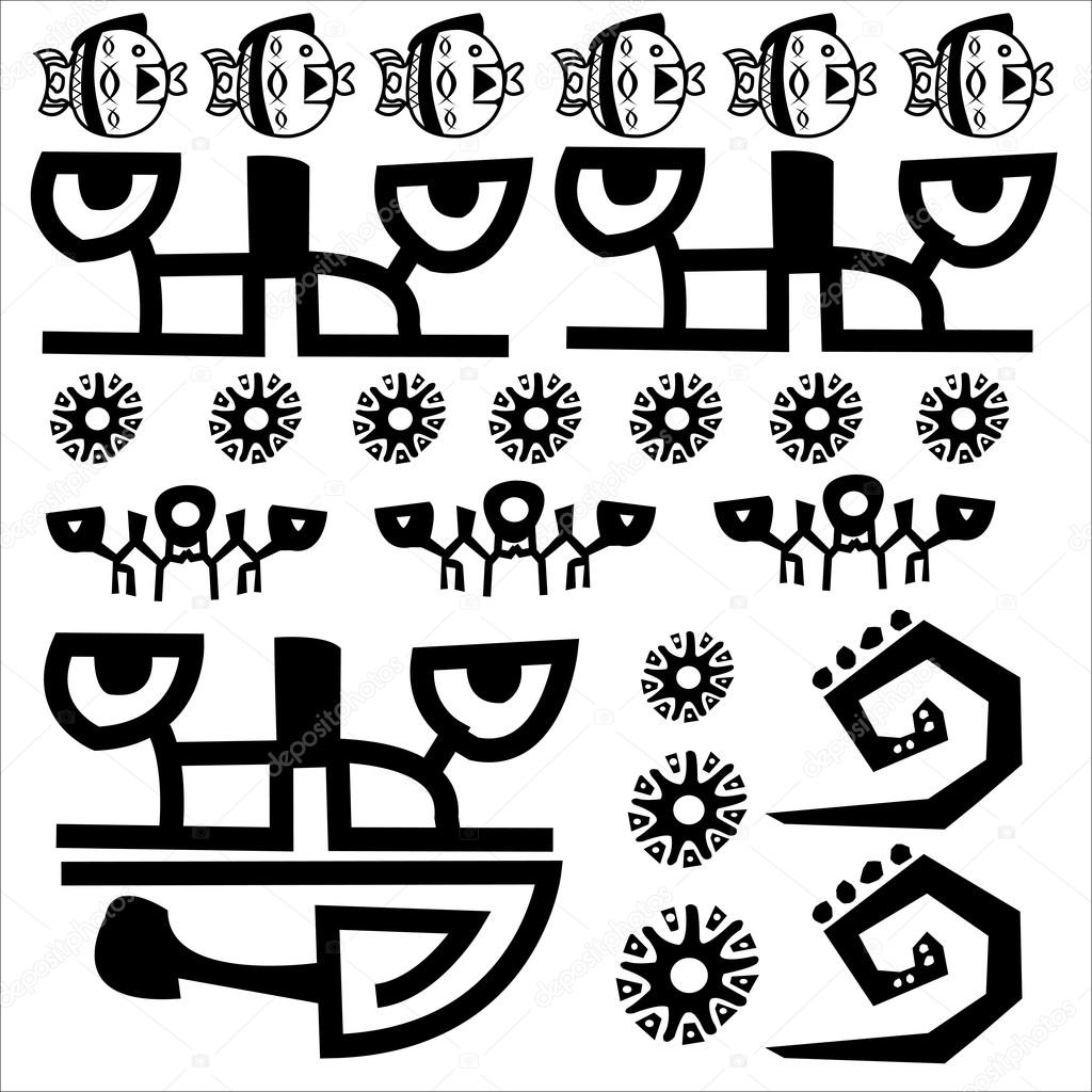 Sign, symbol, primitive, tribal, hieroglyph, language, inscription ...