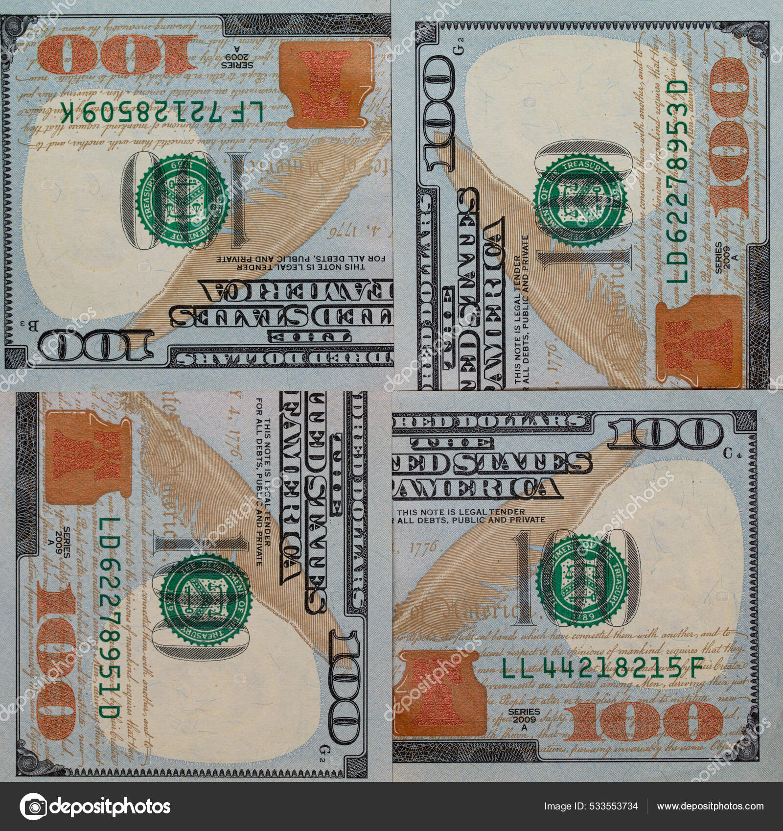 Square 100 Dollar Banknotes Design Purpose — Stock Editorial Photo ...