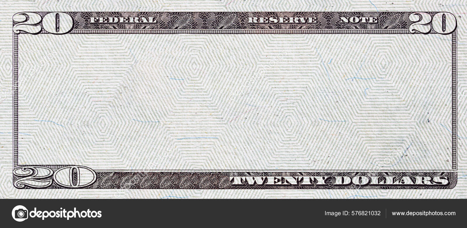 Closeup Dollar Banknote Empty Middle Area Design Purpose — Stock Photo ...