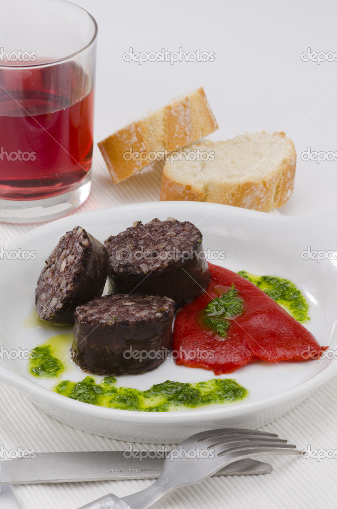 Spanish Cuisine. Morcilla de Burgos. Black Pudding. Stock Photo by ...