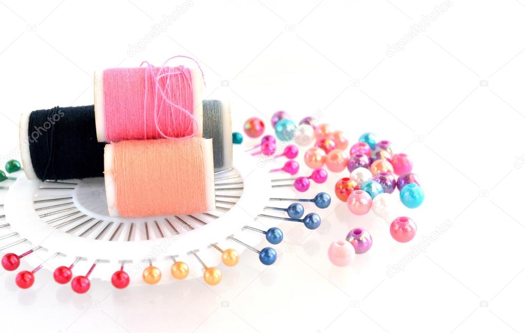 Beads, pin, thread — Stock Photo © keath369 #32326717