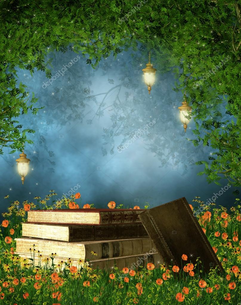 Books on a meadow Stock Photo by ©FairytaleDesign 13924377