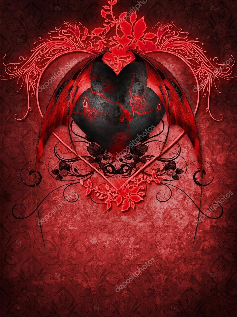 Red Gothic Heart Background