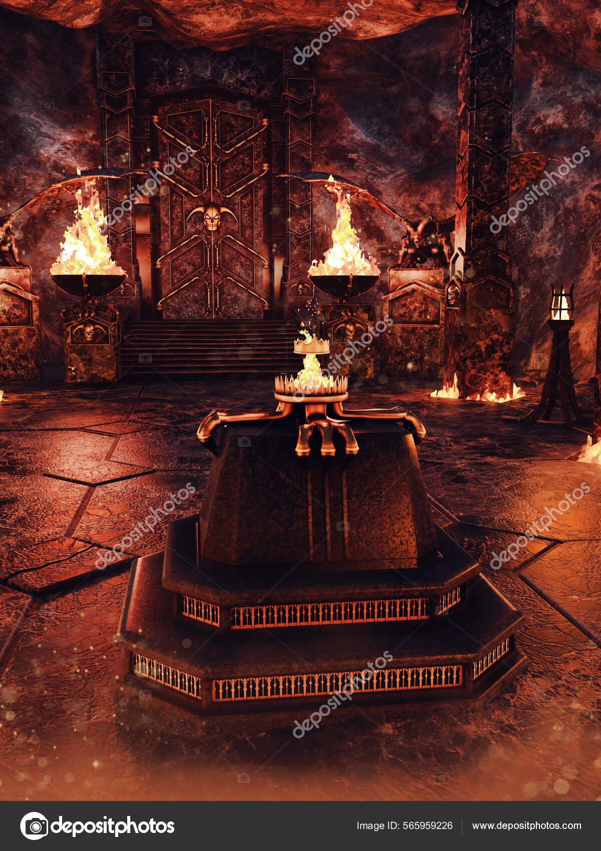 Fantasy Temple Fire Burners Stone Gargoyles Altar Middle Render — Foto ...