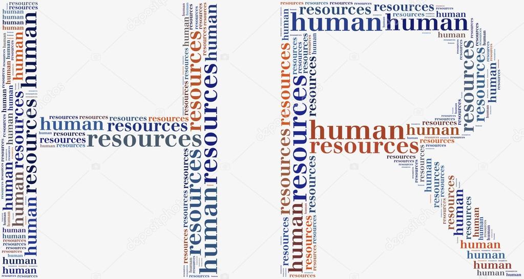 Tag or word cloud human resources related in shape of HR — Stock Photo ...
